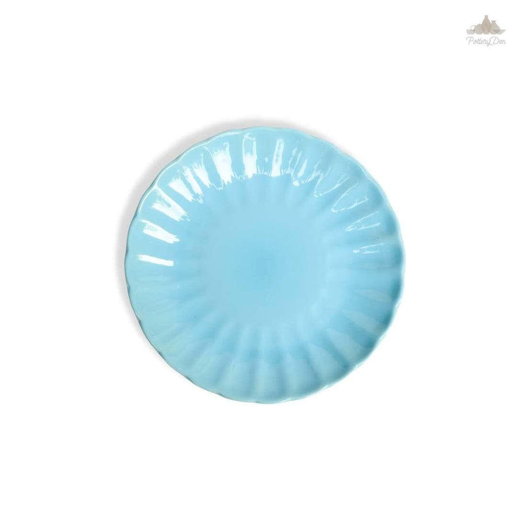 Hand Painted Pastel Blue Dinner Plate Ceramic Plate – PotteryDen