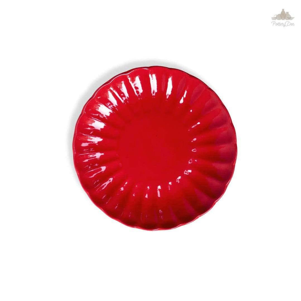Hand Painted Red Dinner Plate | Ceramic Pottery